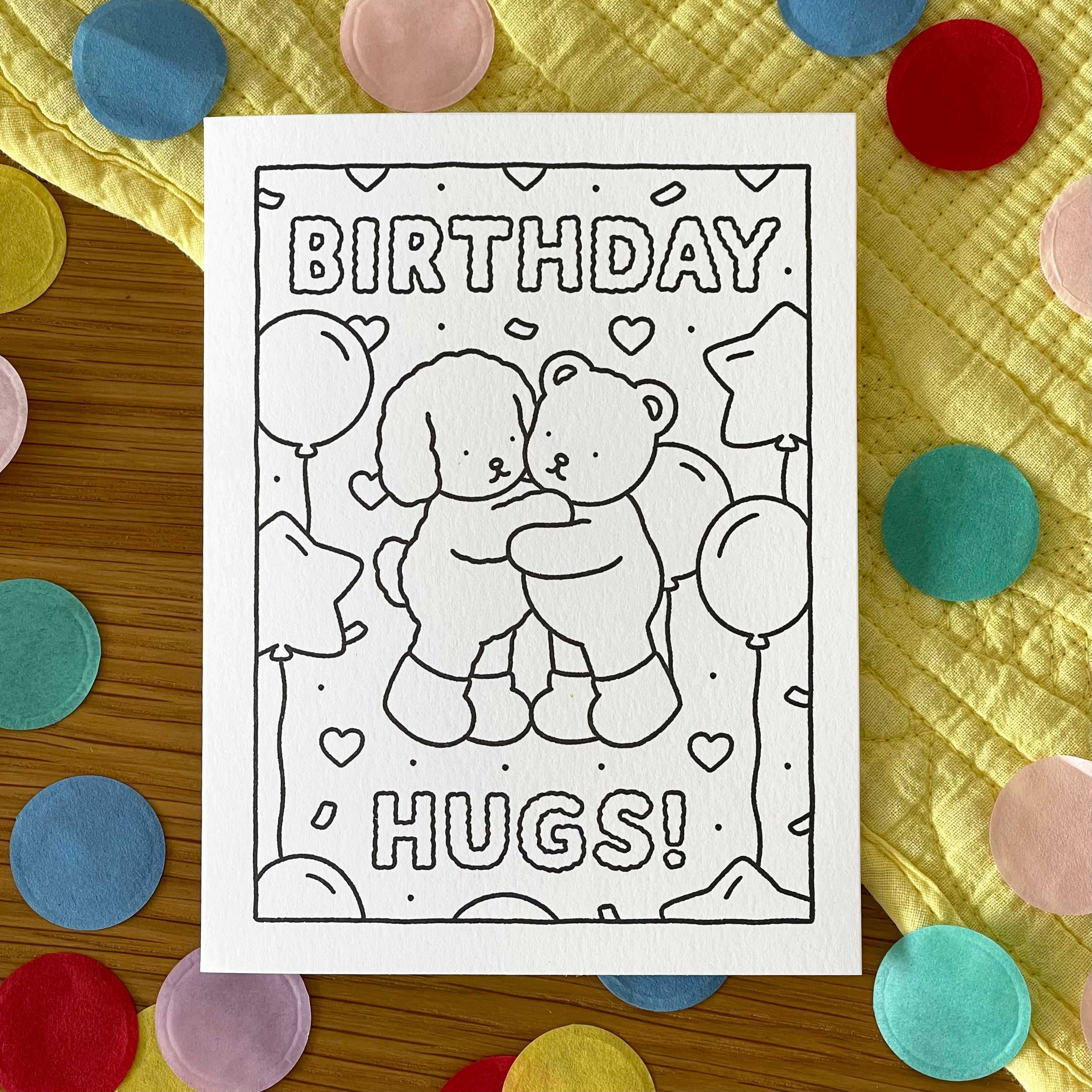 Birthday Hugs! Coloring Card – Bobbie Goods